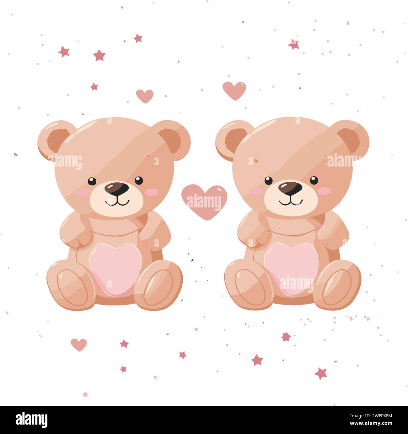 Cute Teddy Bears Illustration Stock Vector Image & Art - Alamy