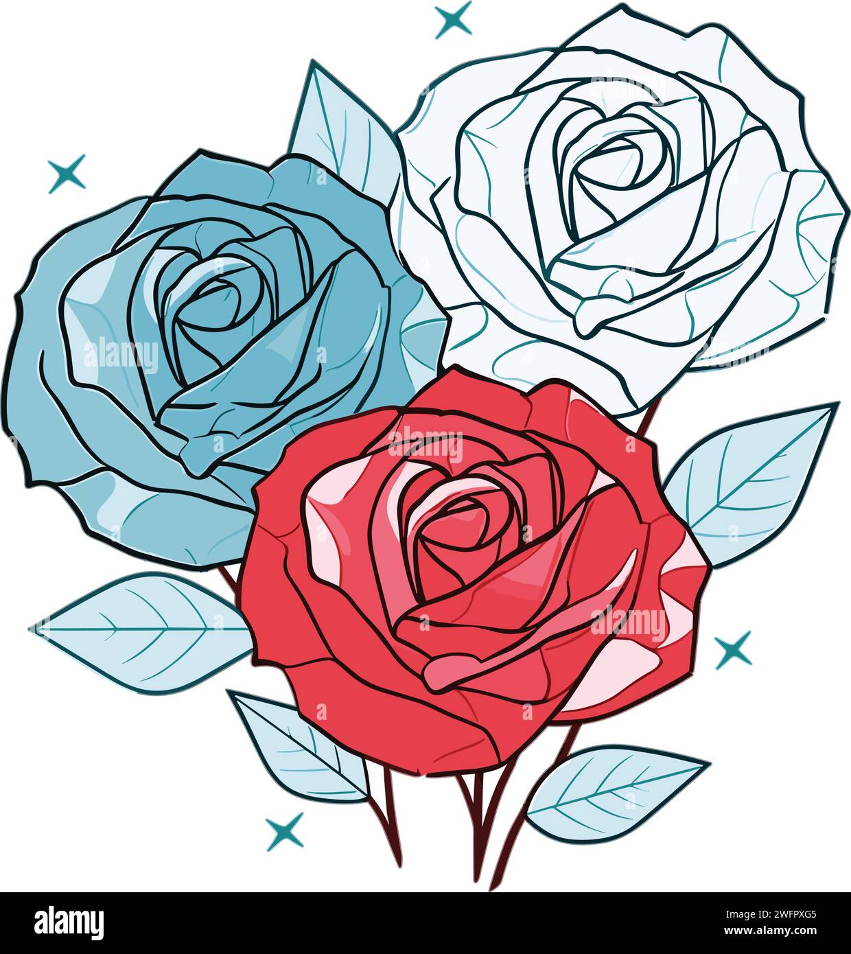 Stylized Trio Roses Stock Vector Image & Art - Alamy