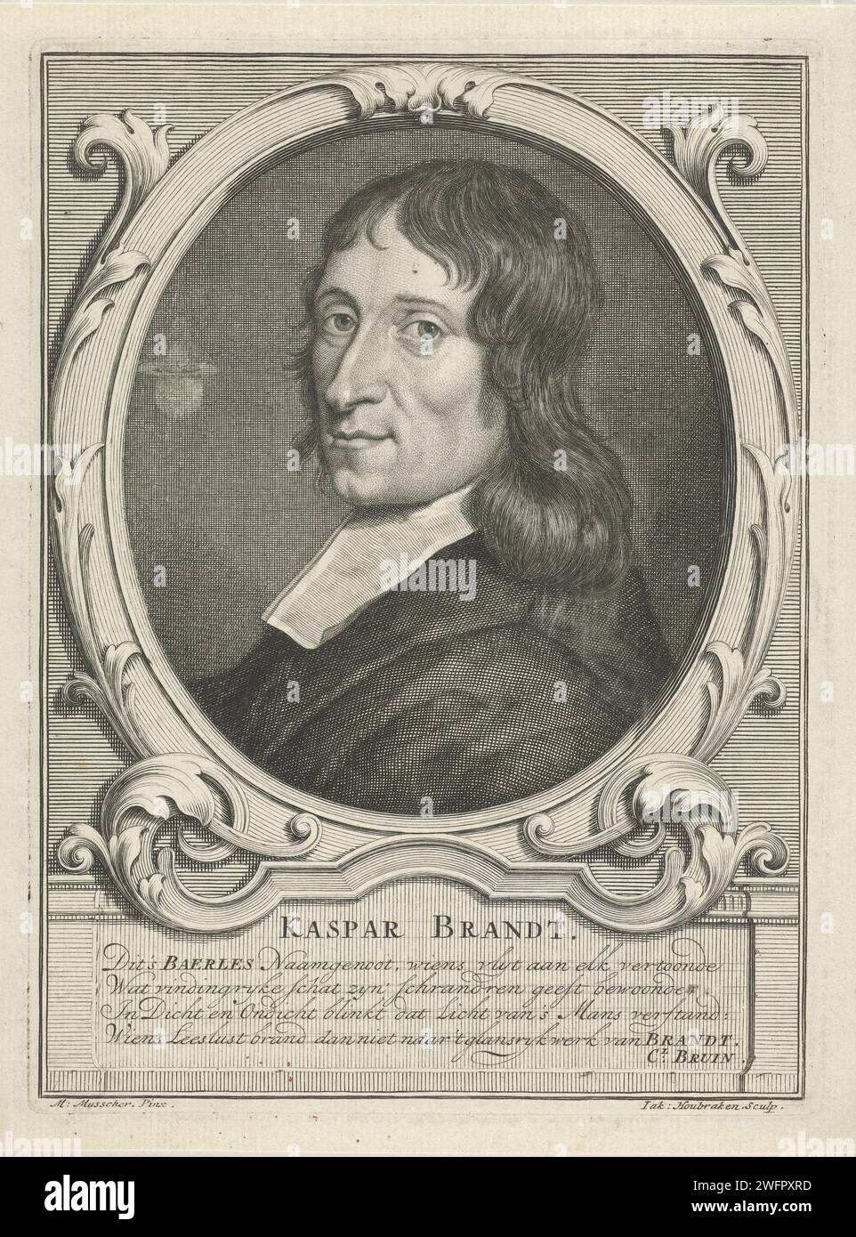 Portrait of Kaspar Brandt, Jacob Houbraken, After Michiel van Musscher ...