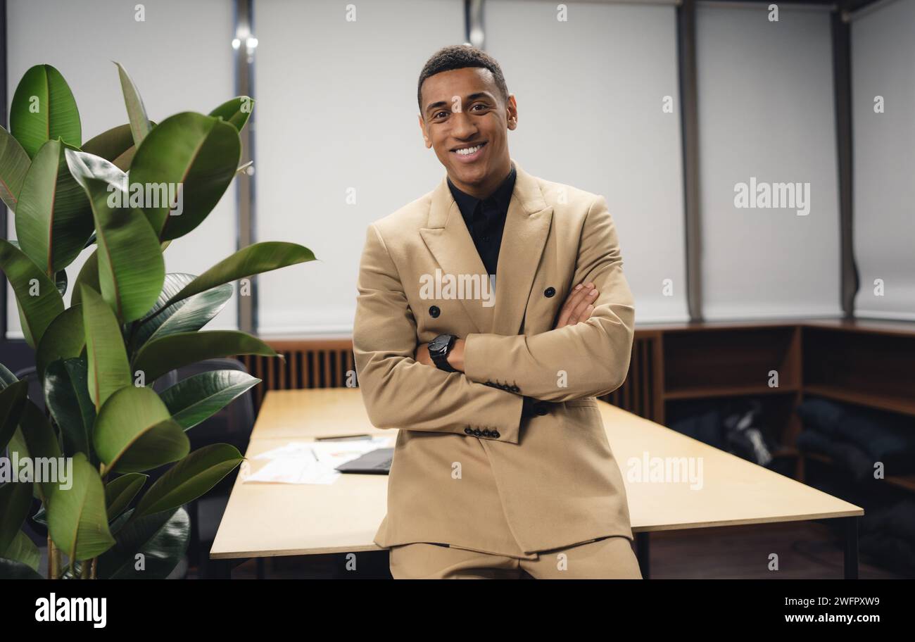 Successful african american manager inside office at workplace. High ...