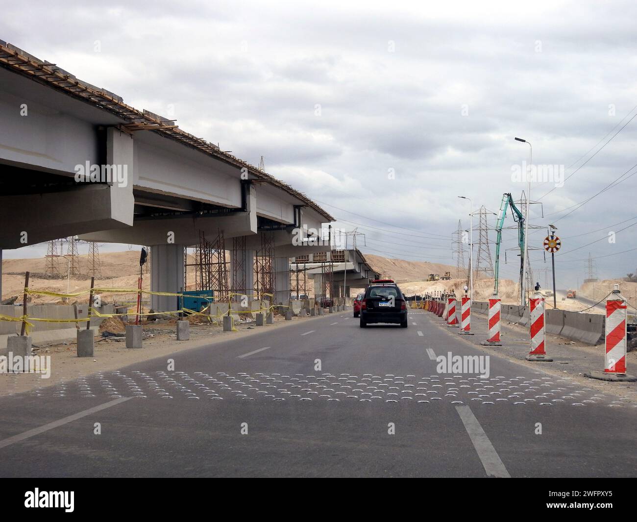 Giza, Egypt, January 25 2024: A new bridge under construction ...