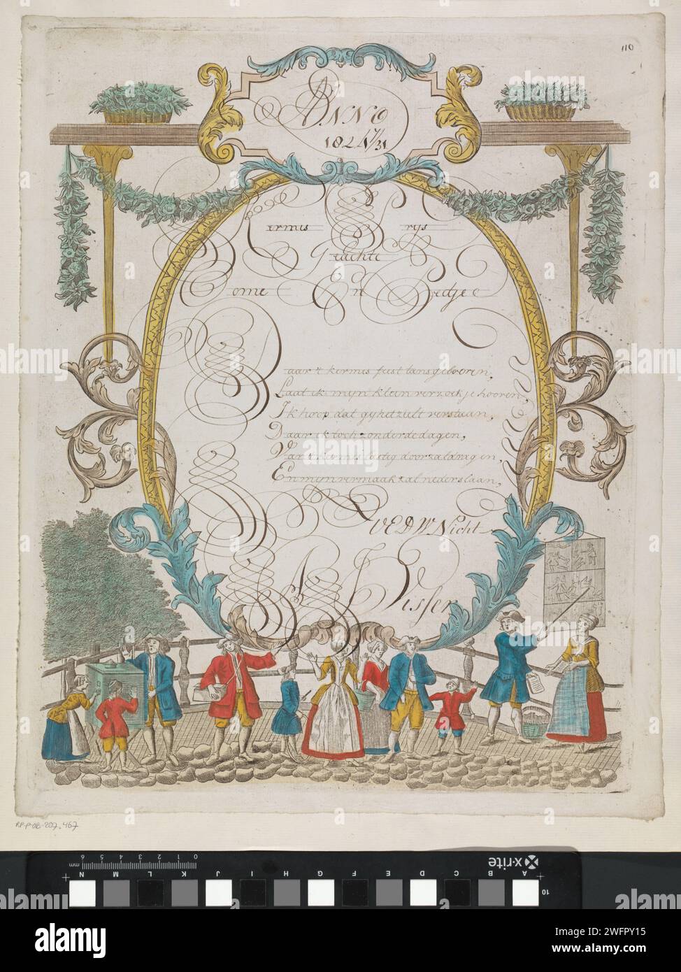 Wish letter with activities on the street, 1824 print Wish letter with ...