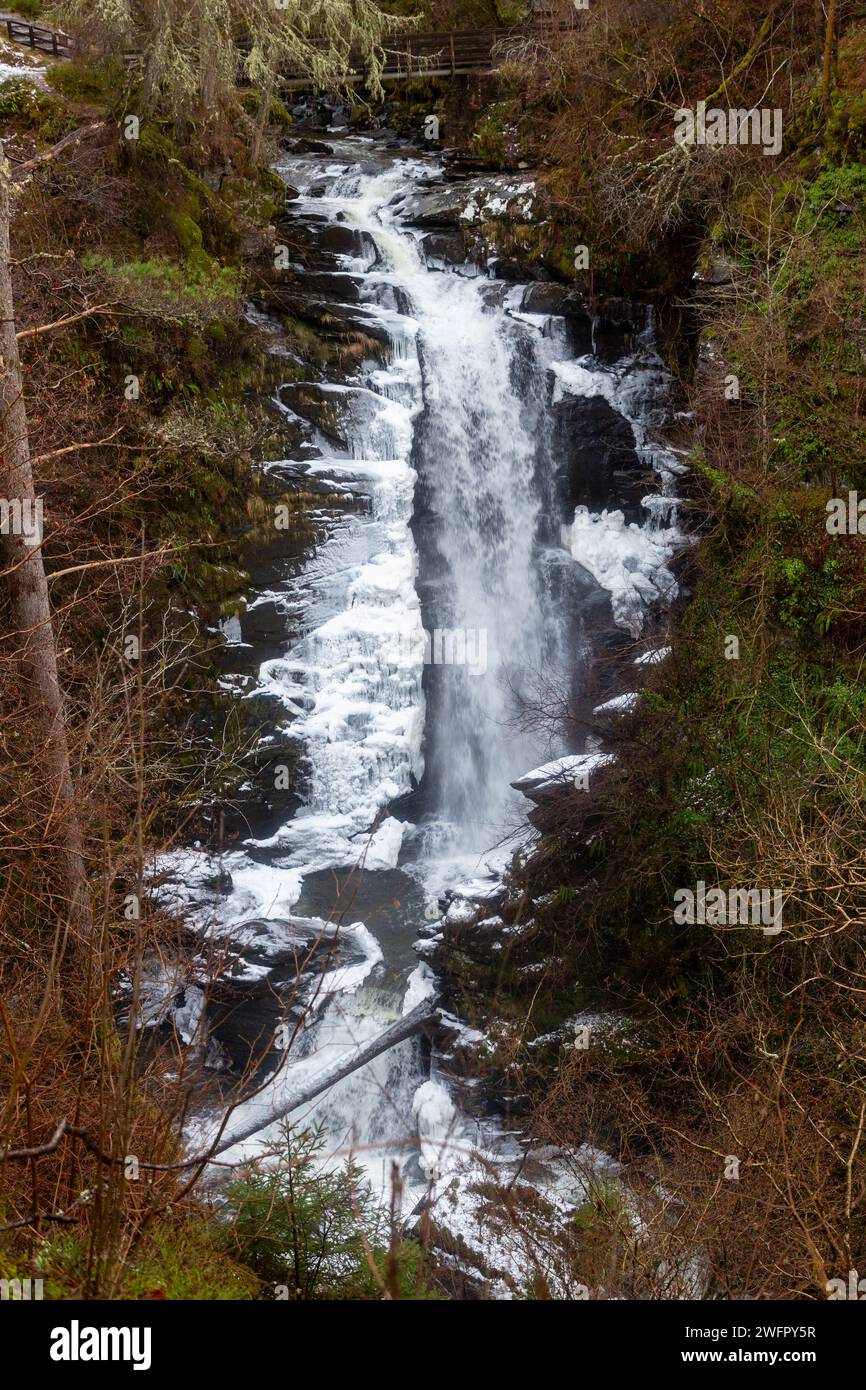 Upper Moness Falls at The Birks of Aberfeldy on a winters day Stock ...