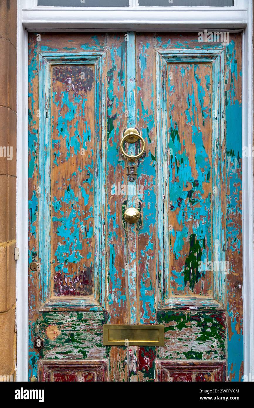 A Weathered wooden front door Stock Photo - Alamy