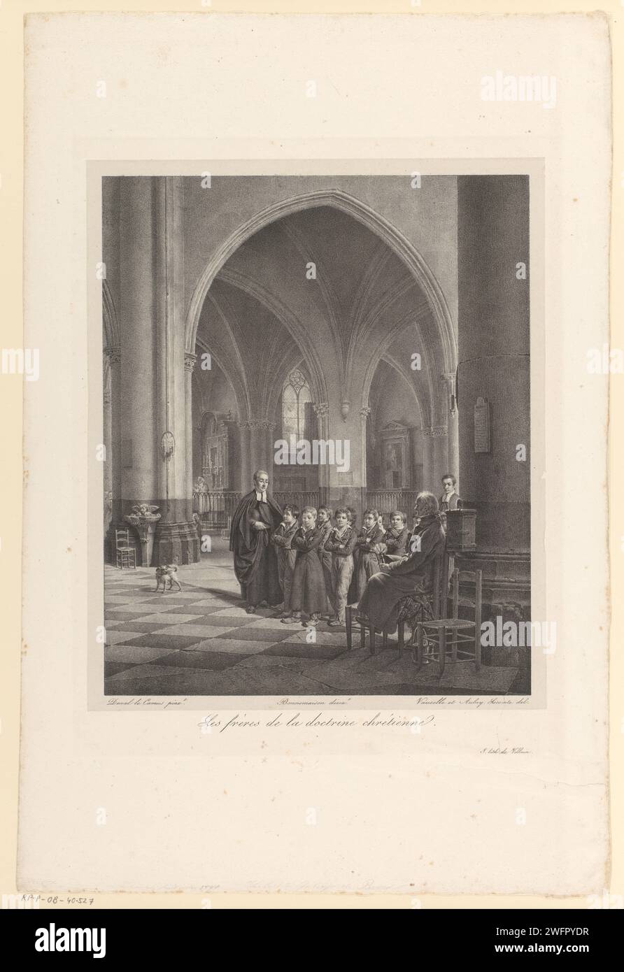 Group boys in a church, Jean Lubin VaZelle, After Hyacinthe Louis ...