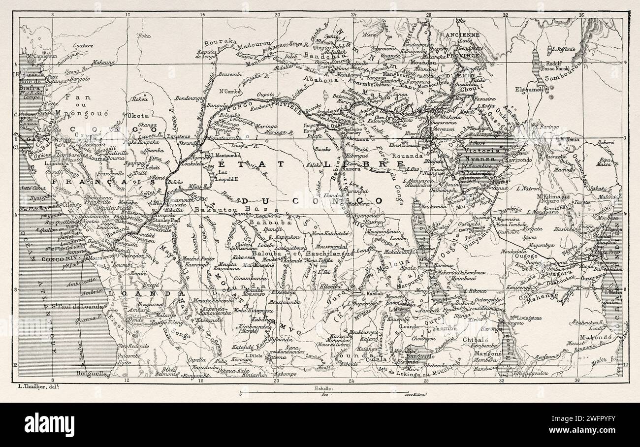 Stanley's Journey Itinerary Map. Africa. Emin Pasha Relief Expedition ...