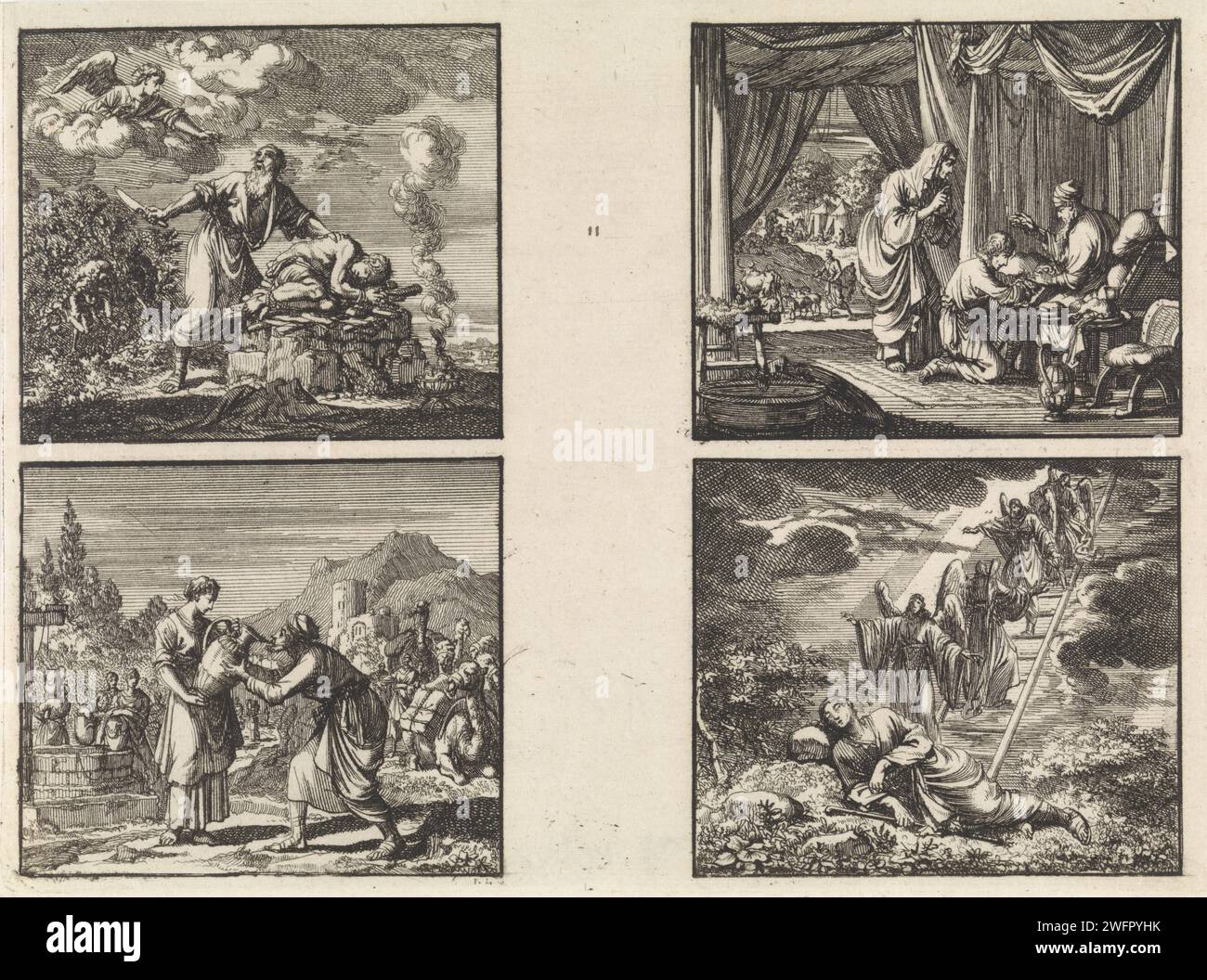 Sacrifice from Isaac / Rebekka and Eliezer at the Source / Isaak Bless ...