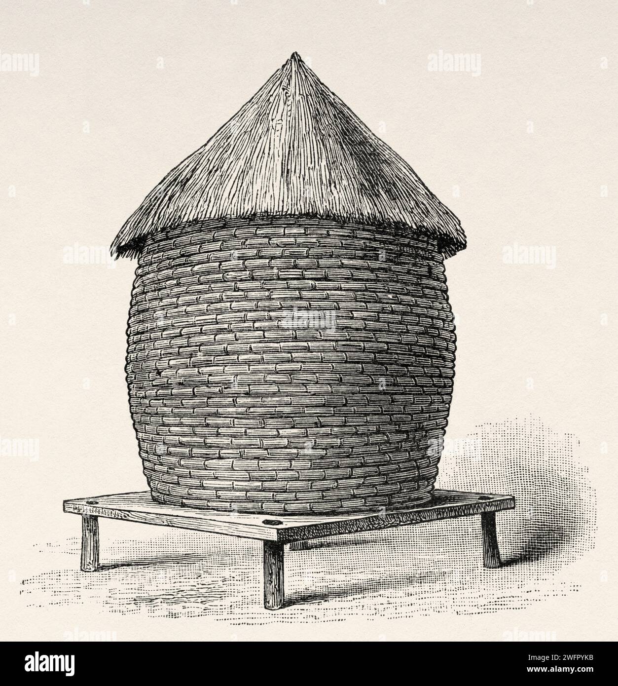 Traditional granary of the Mazamboni people. Africa. Emin Pasha Relief ...