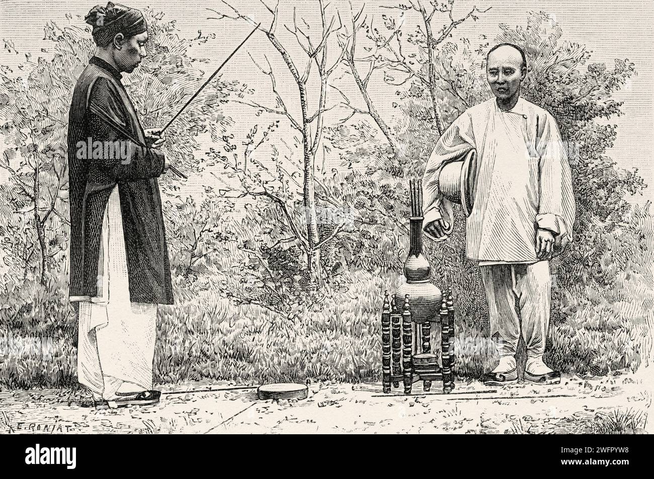 The pitch-pot game played in the town of Ky Lua, Vietnam, Indochina ...