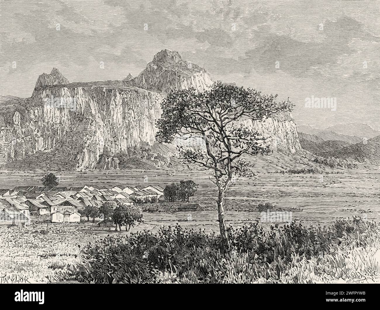 Valley and village of Dong-dang, Vietnam, Indochina, Asia. Thirty ...