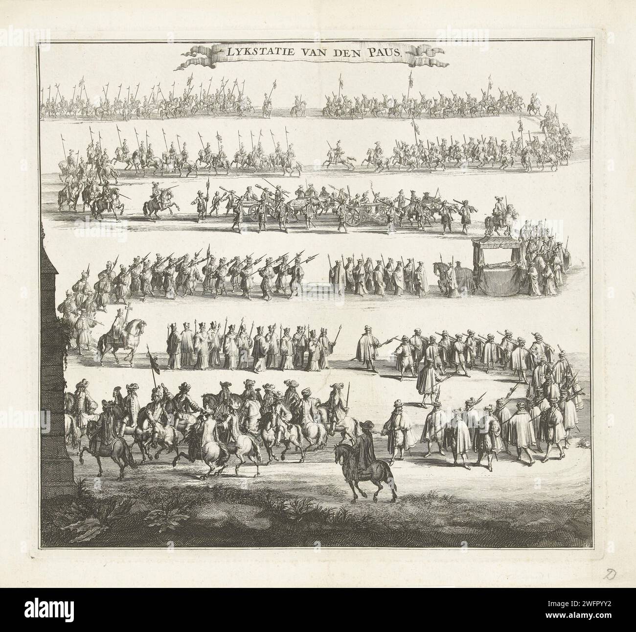 Corpse of the pope, 1700 - 1705 print Funeral procession on the death ...