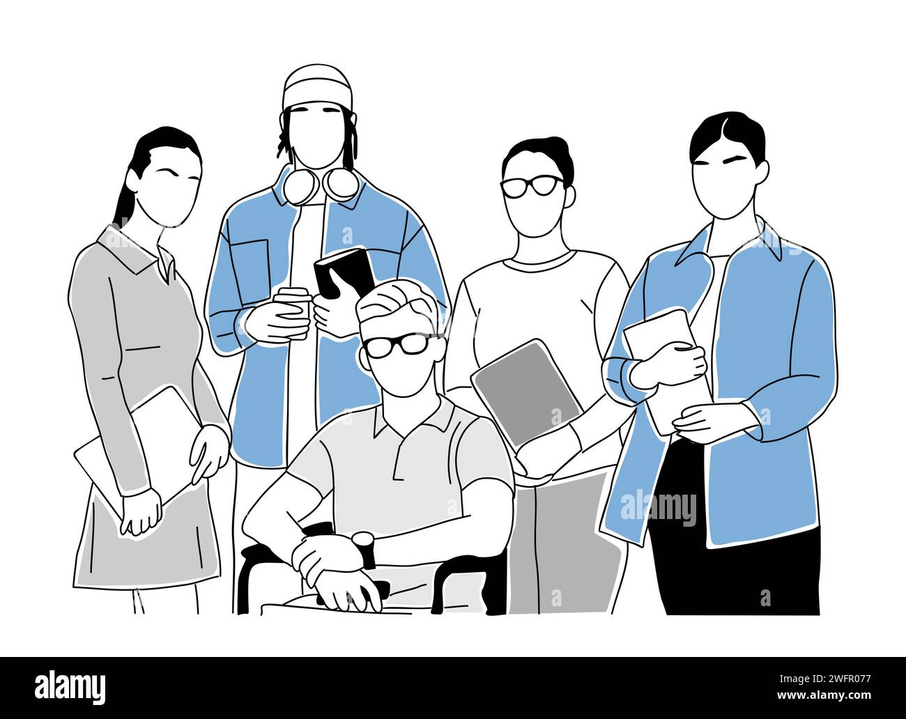 Diverse inclusive business team vector on white Stock Vector Image ...