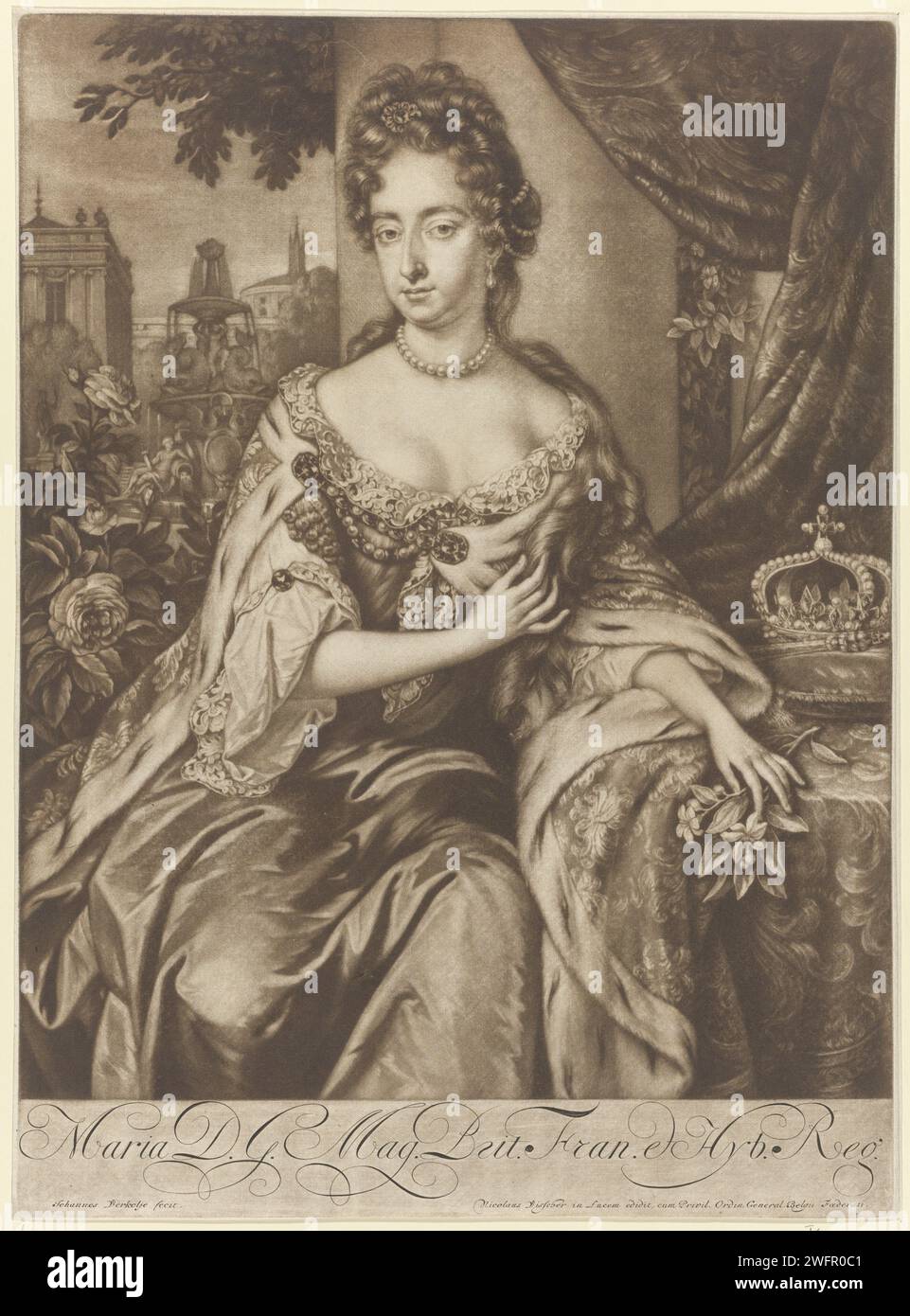 Portret van Maria II Stuart, Jan Network (I), 1688 - 1709 print ...