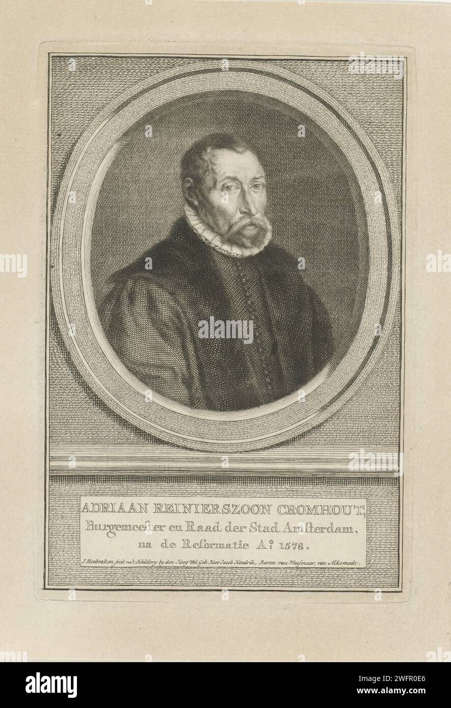 Portrait of Adriaan Reinierszoon Cromhout, Jacob Houbraken, 1796 print ...