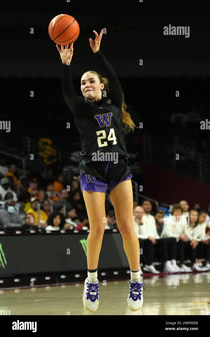 Los Angeles, USA. 28th Jan, 2024. Washington Huskies guard Elle Ladine ...