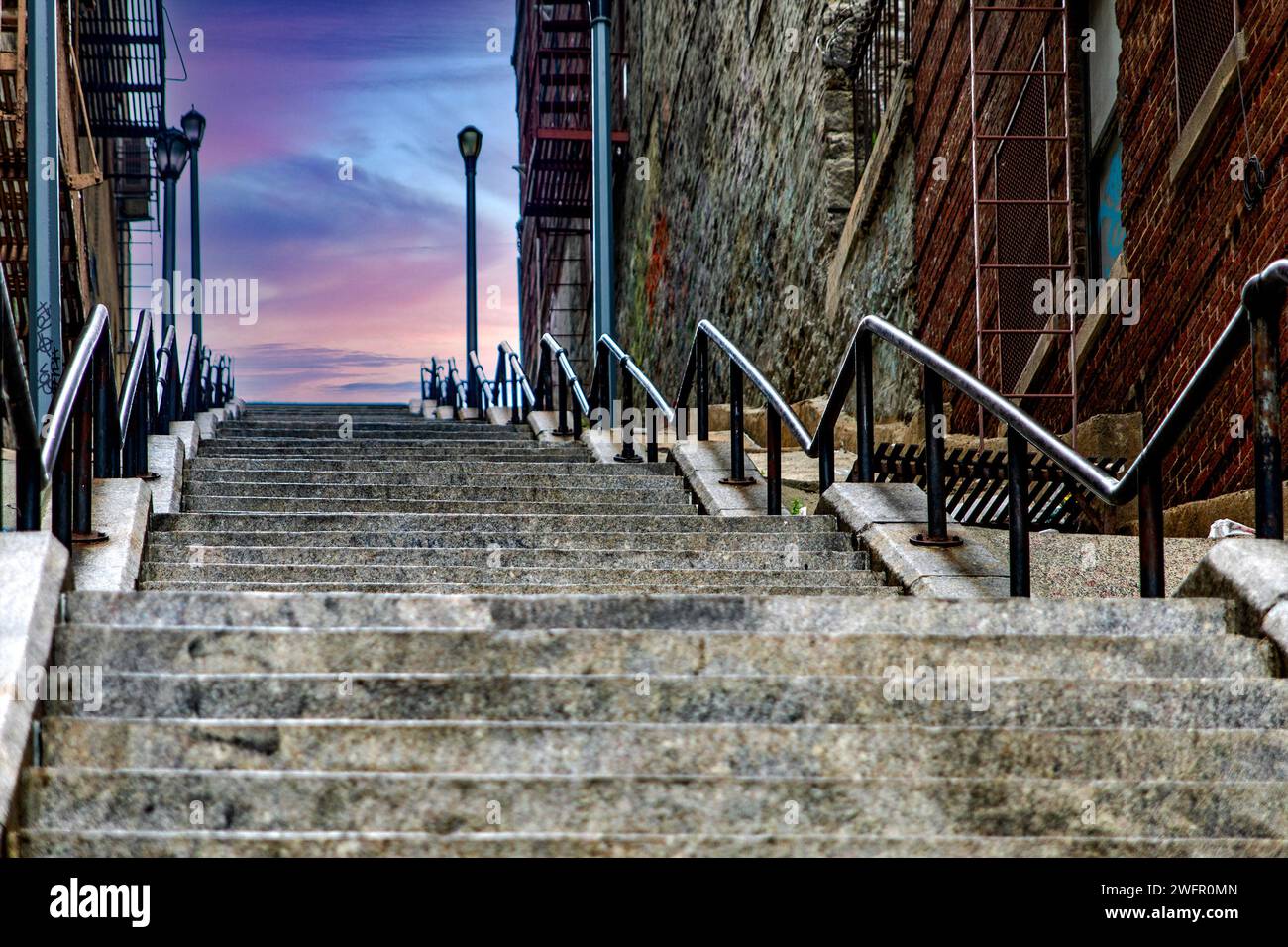 The stairs of the Joker with a beautiful sky in the famous neighborhood ...