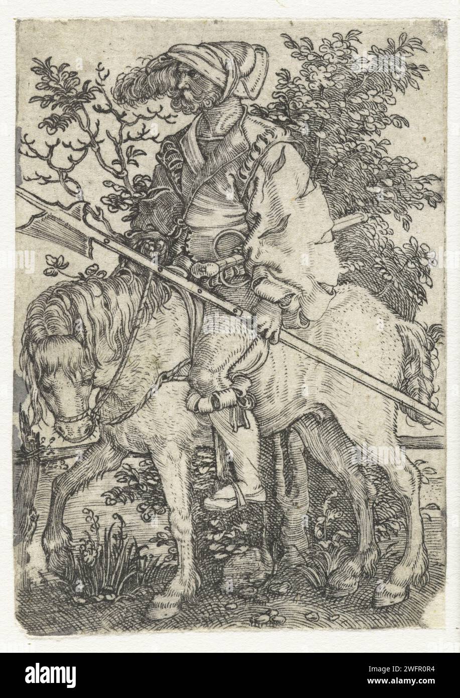 Hellaarder on horseback, Barthel Beham, 1512 - 1540 print Germany paper ...