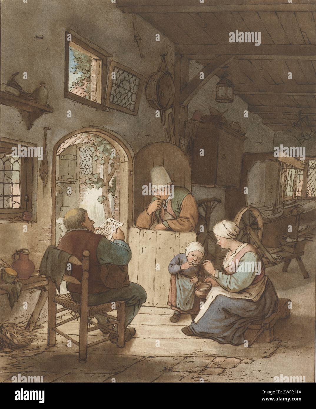 Newspaper reader in Interieur, Cornelis Ploos van Amstel, After Adriaen ...