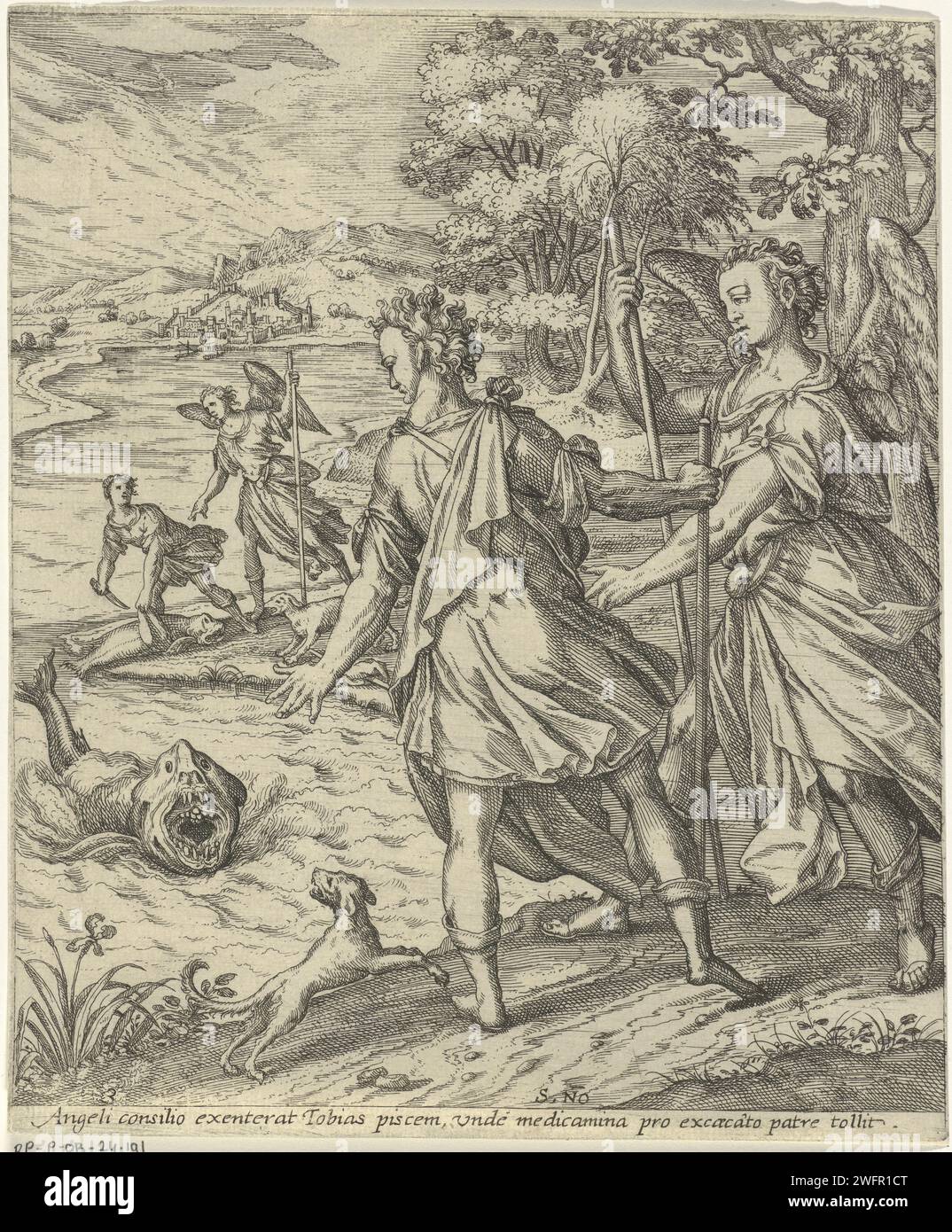 Tobias in Vis, Symon novellanus, 1560 - 1590 print In the foreground ...