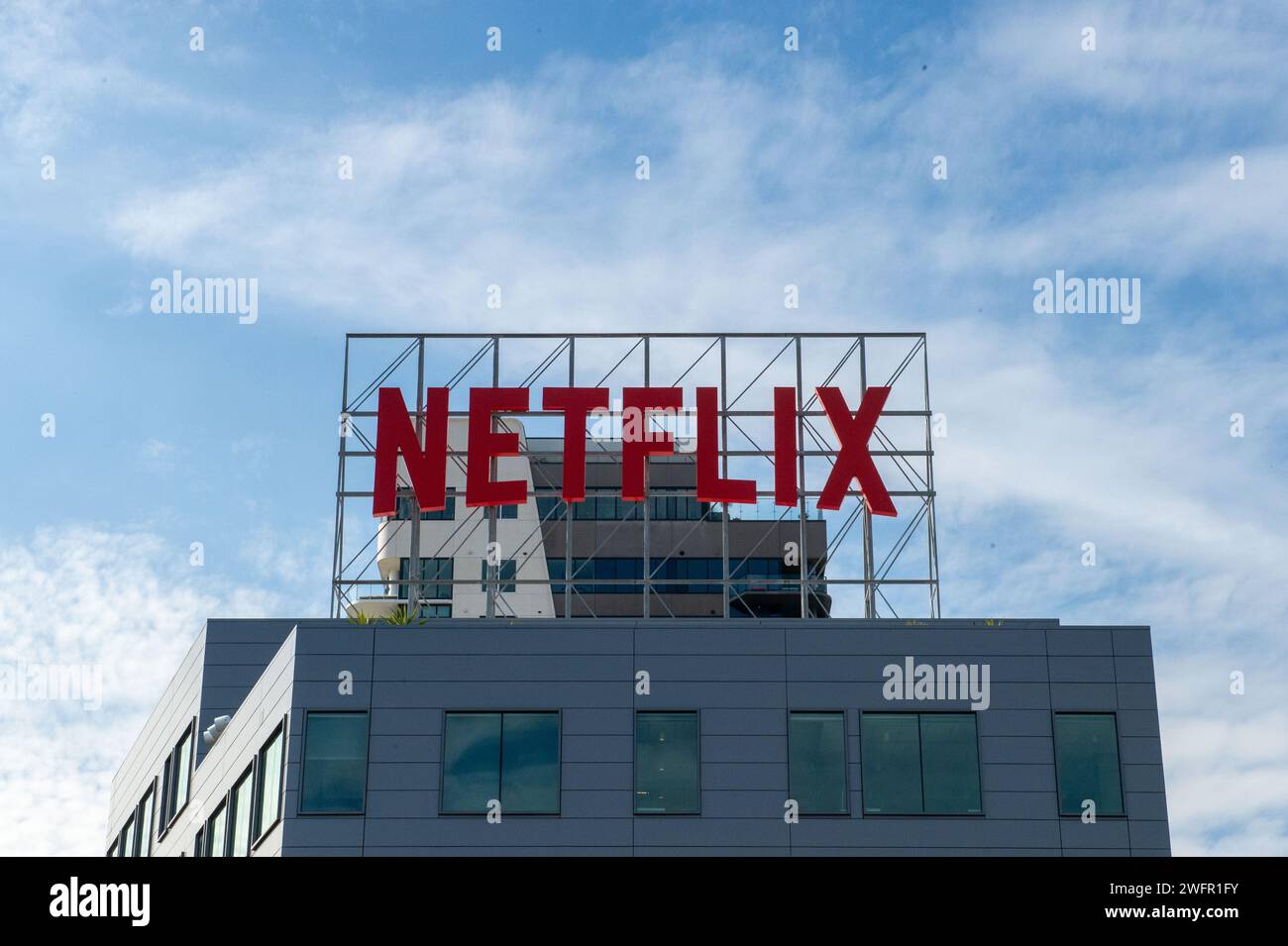 Los Angeles, USA. 31st Jan, 2024. The Netflix logo can be seen on a ...