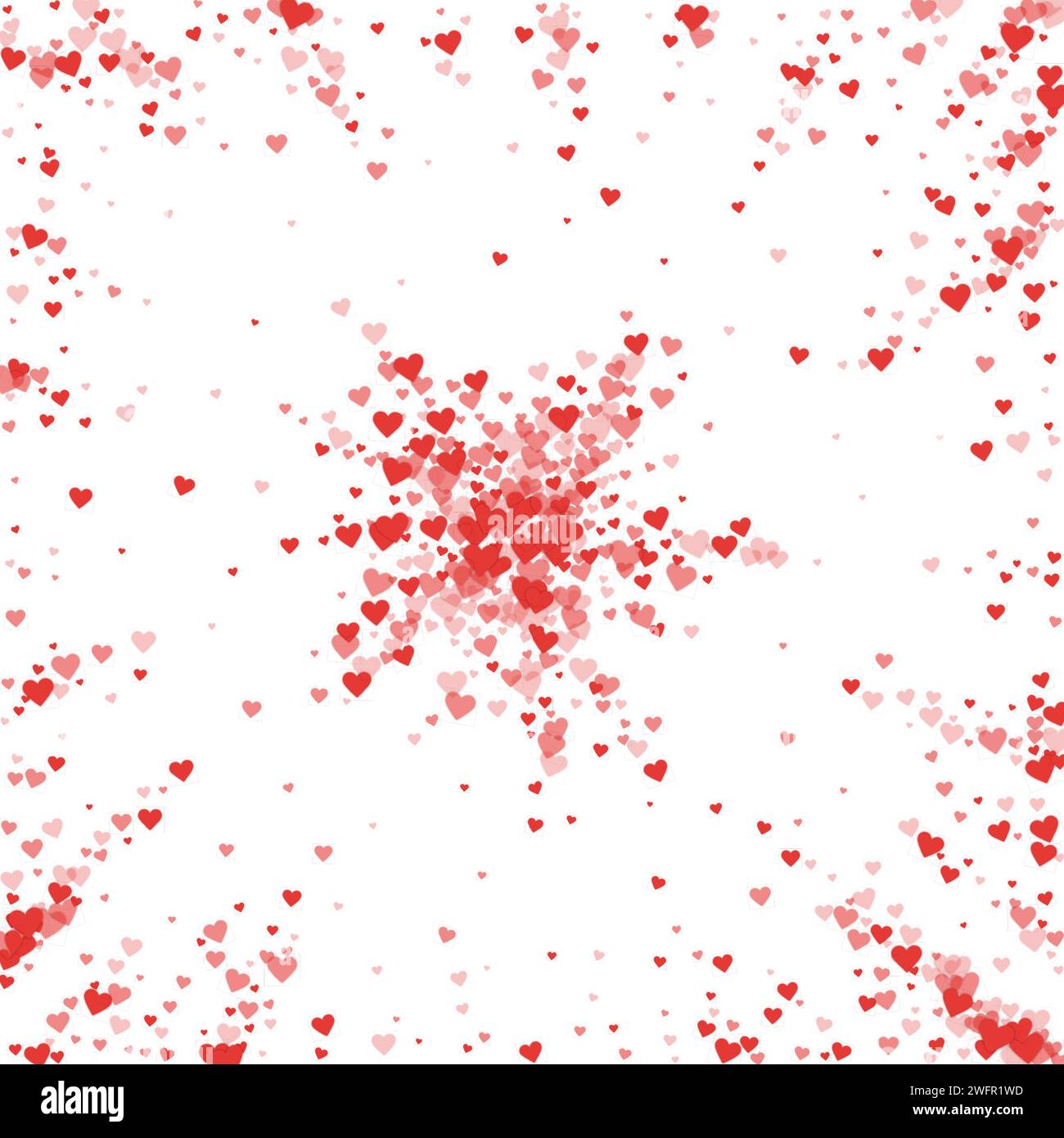 Flying hearts for valentines day. Red hearts scattered on white ...