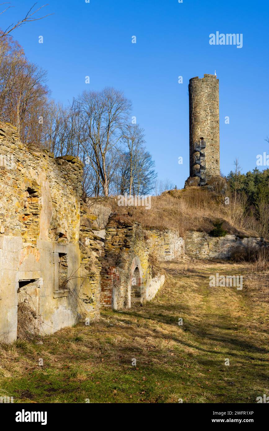 Lower and Upper Castles ruins, Podhradi near As, Western Bohemia, Czech ...