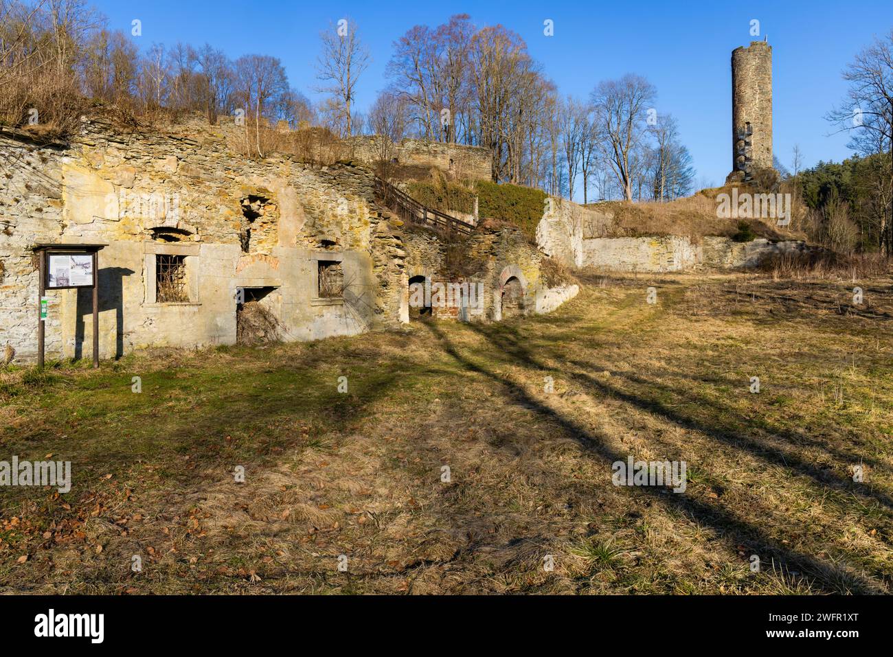 Lower and Upper Castles ruins, Podhradi near As, Western Bohemia, Czech ...