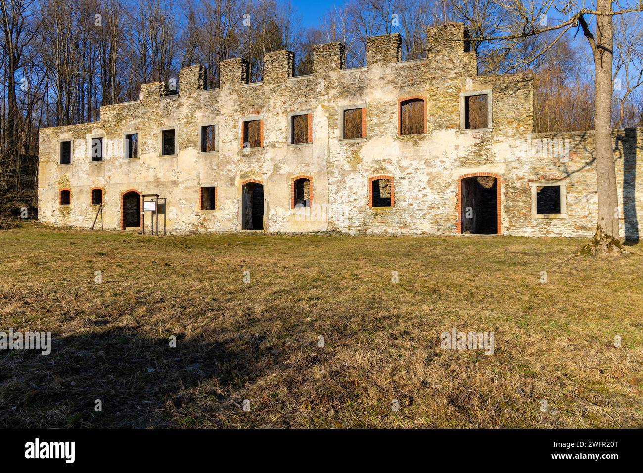 Lower and Upper Castles ruins, Podhradi near As, Western Bohemia, Czech ...