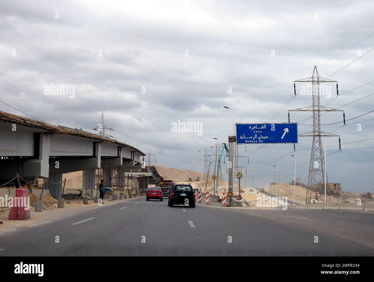 Giza, Egypt, January 25 2024: A new bridge under construction ...