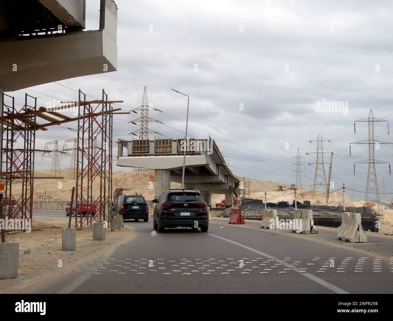 Giza, Egypt, January 25 2024: A new bridge under construction ...