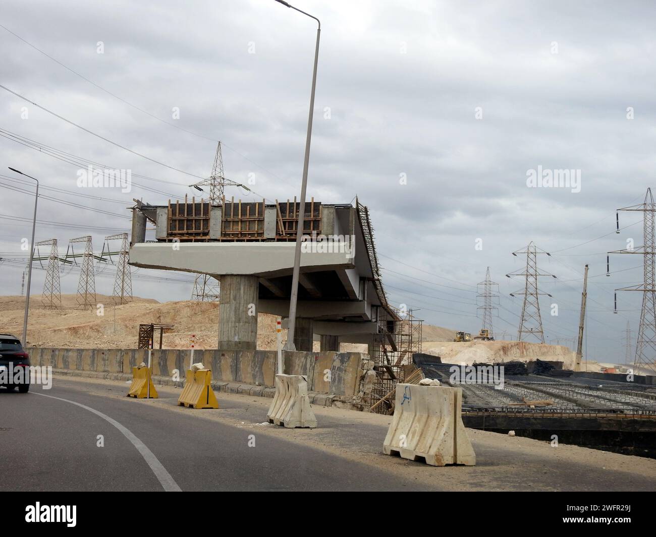 Giza, Egypt, January 25 2024: A new bridge under construction ...