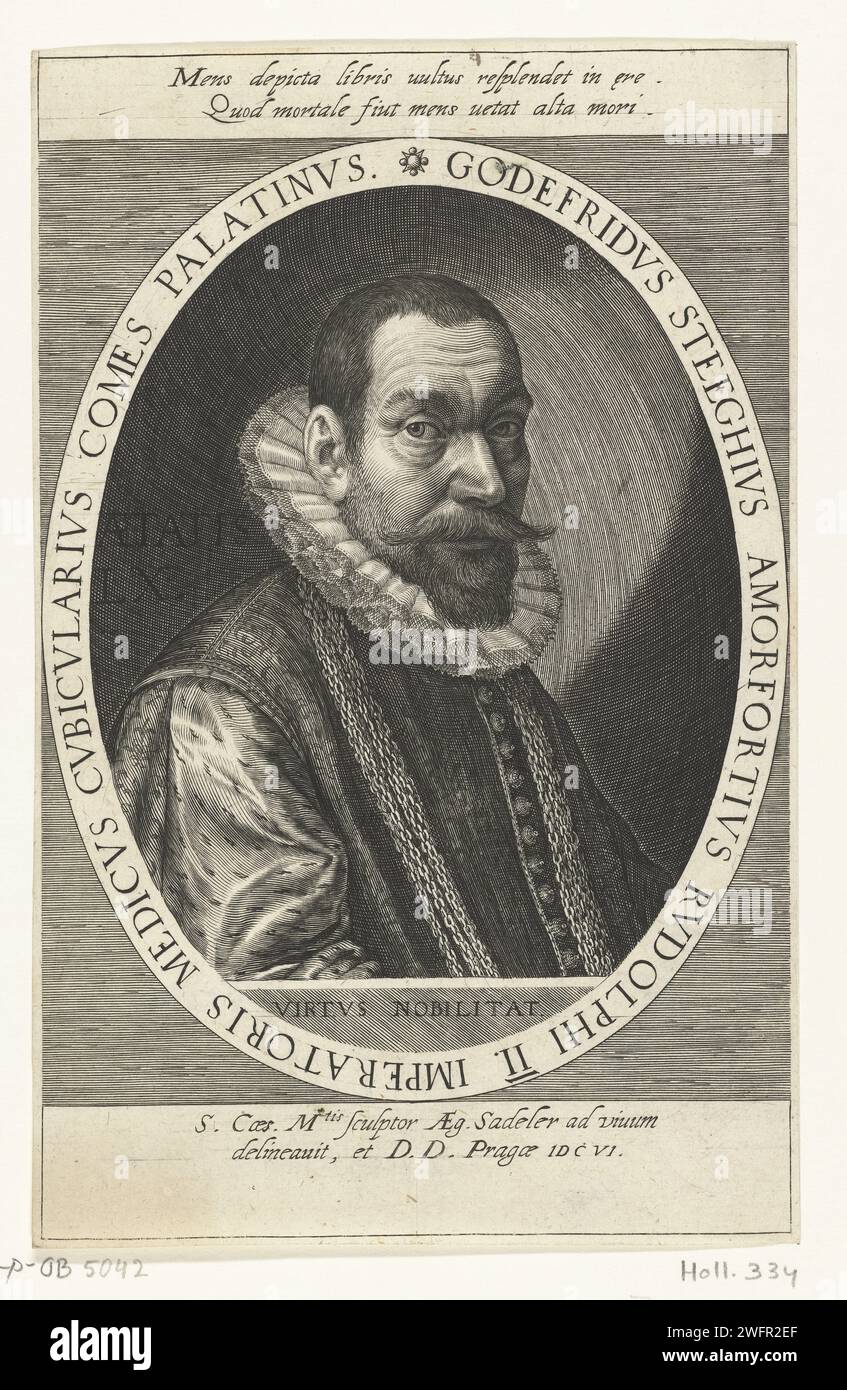 Portret van Godfried Steeghius, Giles Sadeler (2), 1606 print Godfried ...