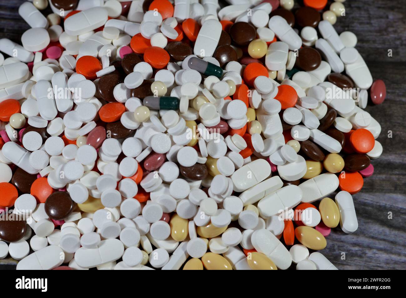 Cairo, Egypt, January 11 2024: Pile of tablets, medical treatment with ...