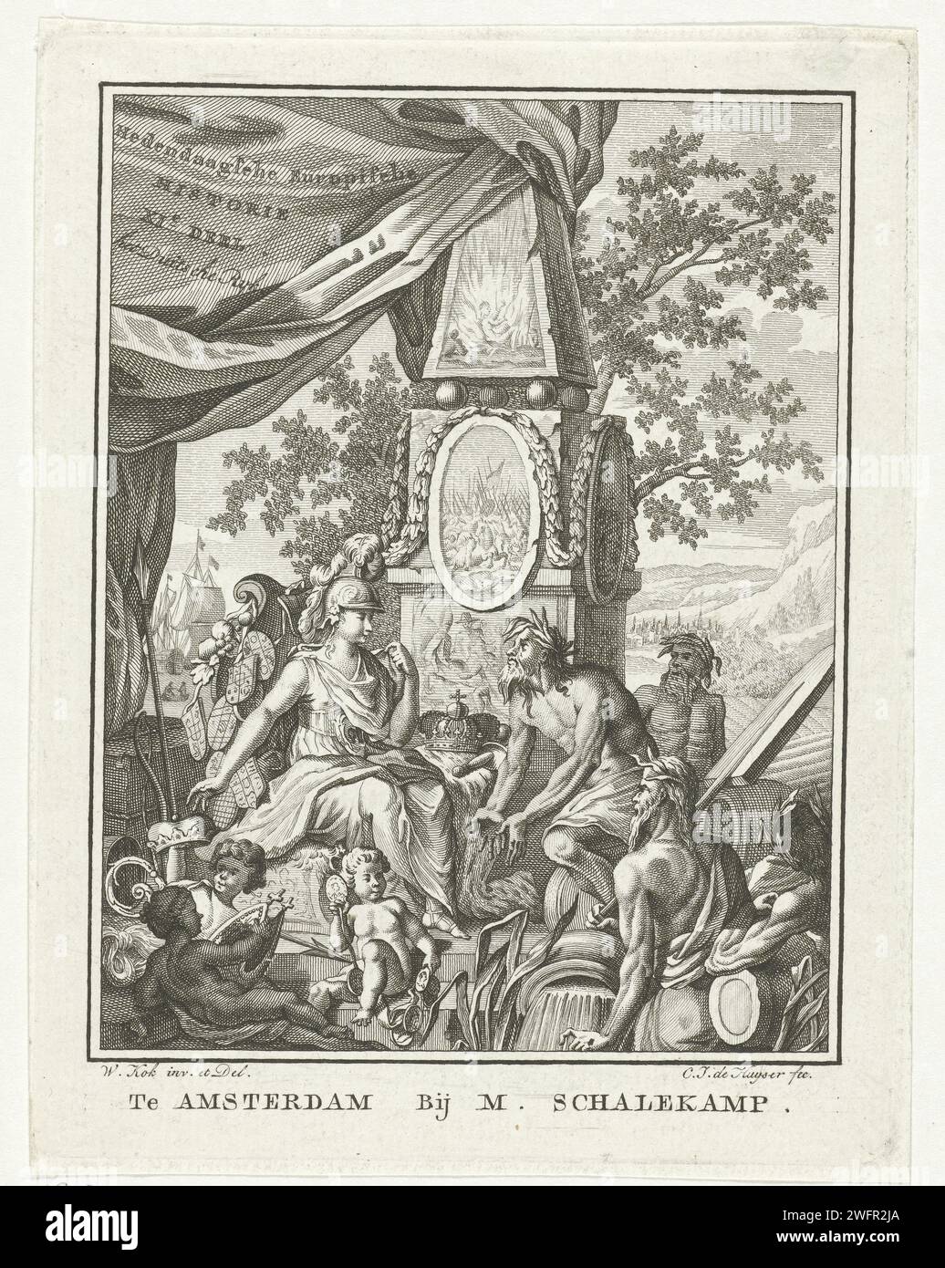 Helmde Woman on a Throne and Germans, Carel Jacob de Huyser, After ...