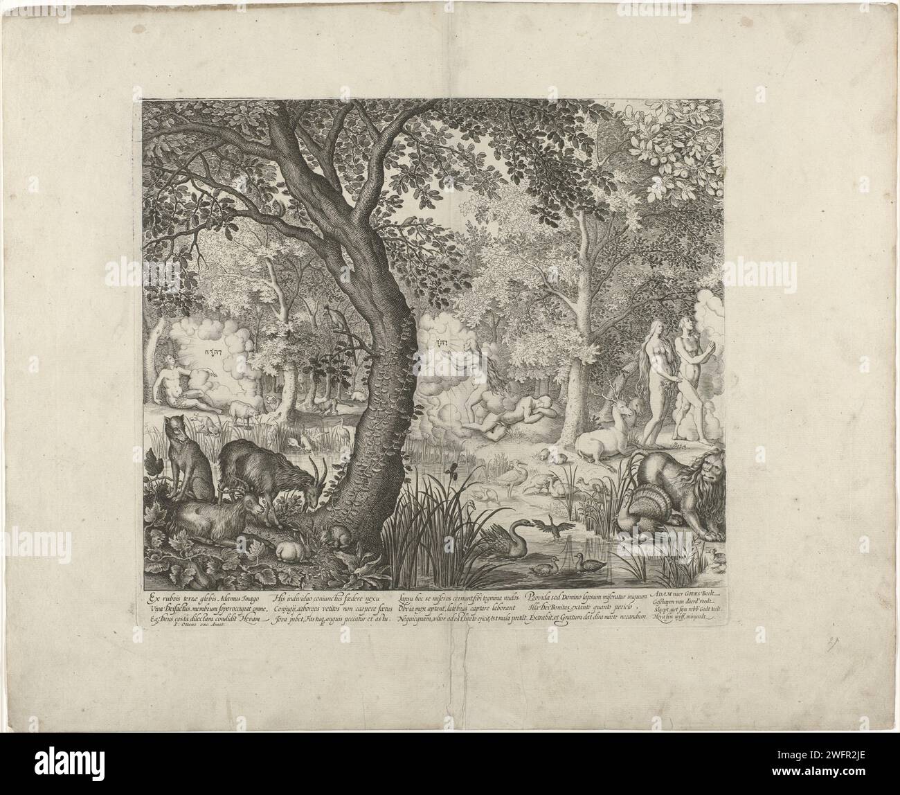 Creation of Adam and Eva, Anonymous, 1726 - 1766 print The paradise ...
