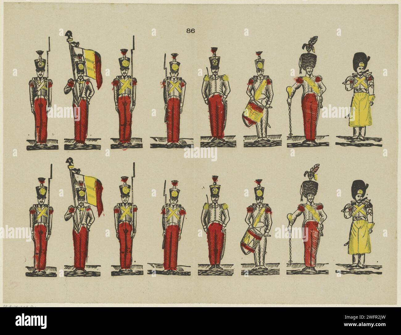 Soldiers, 1827 - 1894 print Leaf with 16 performances of various ...