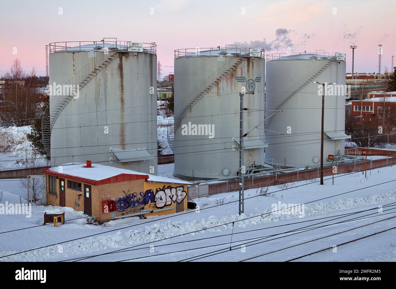 train fuel tanks at railway station in Oulu, Finland Stock Photo - Alamy