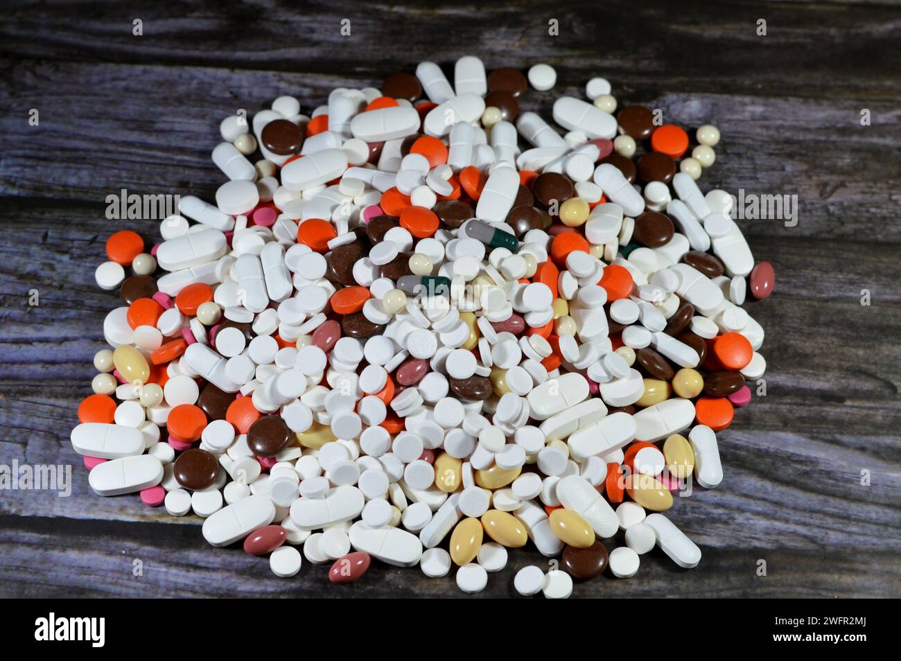 Cairo, Egypt, January 11 2024: Pile of tablets, medical treatment with ...