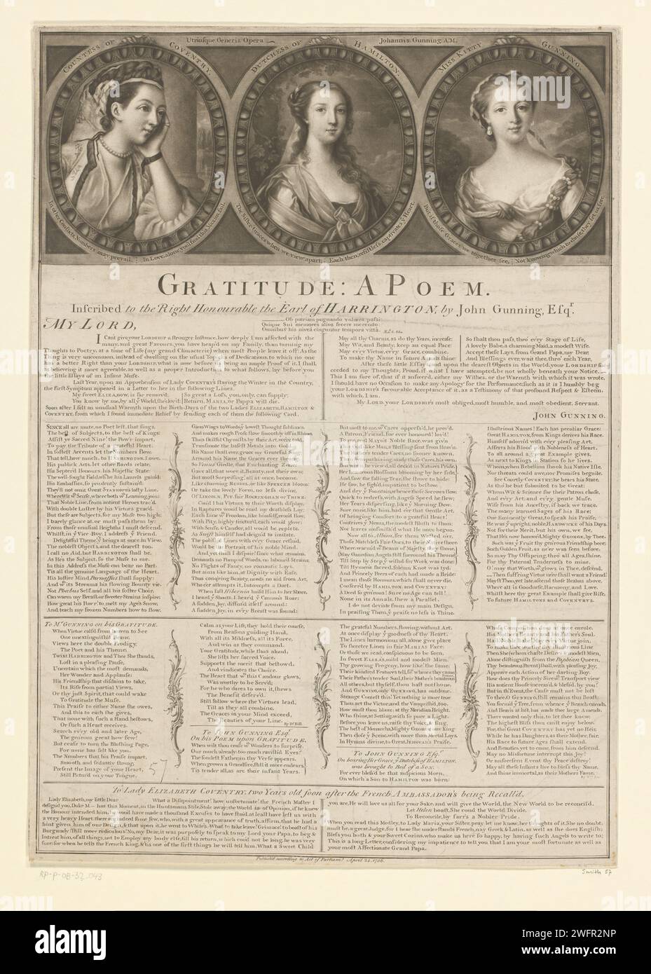 Portrait of the Sisters Elizabeth Gunning, Maria Coventry and Catherine ...