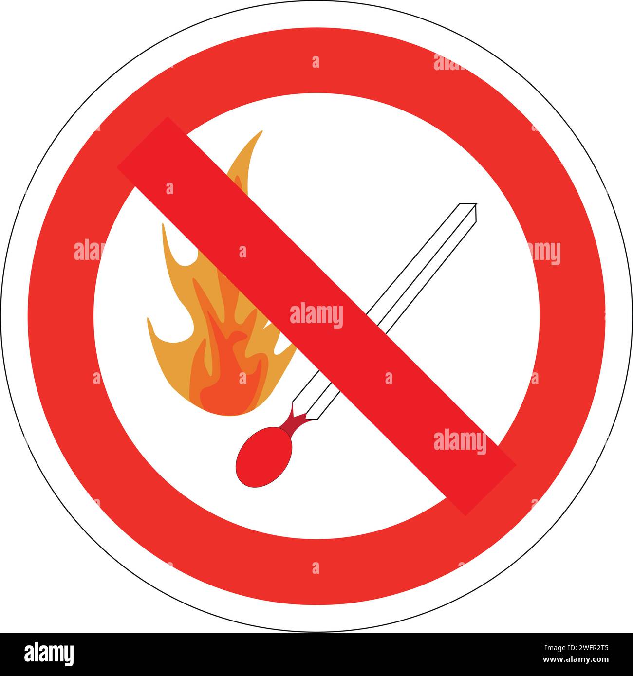 Round sign with red border and red stripe, No fires allowed Stock ...
