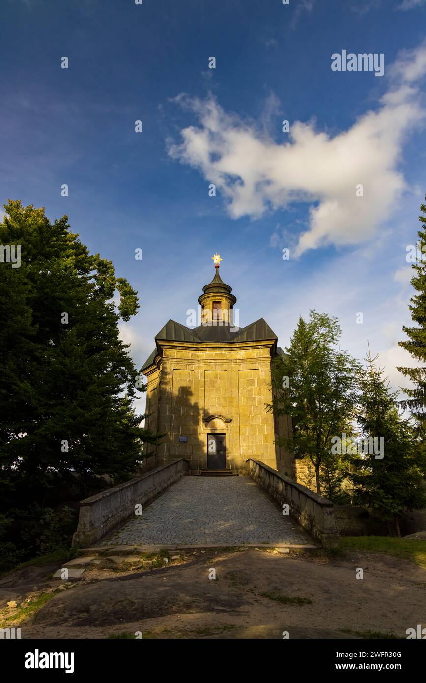 Hvezda church in Broumovske steny, Eastern Bohemia, Czech Republic ...