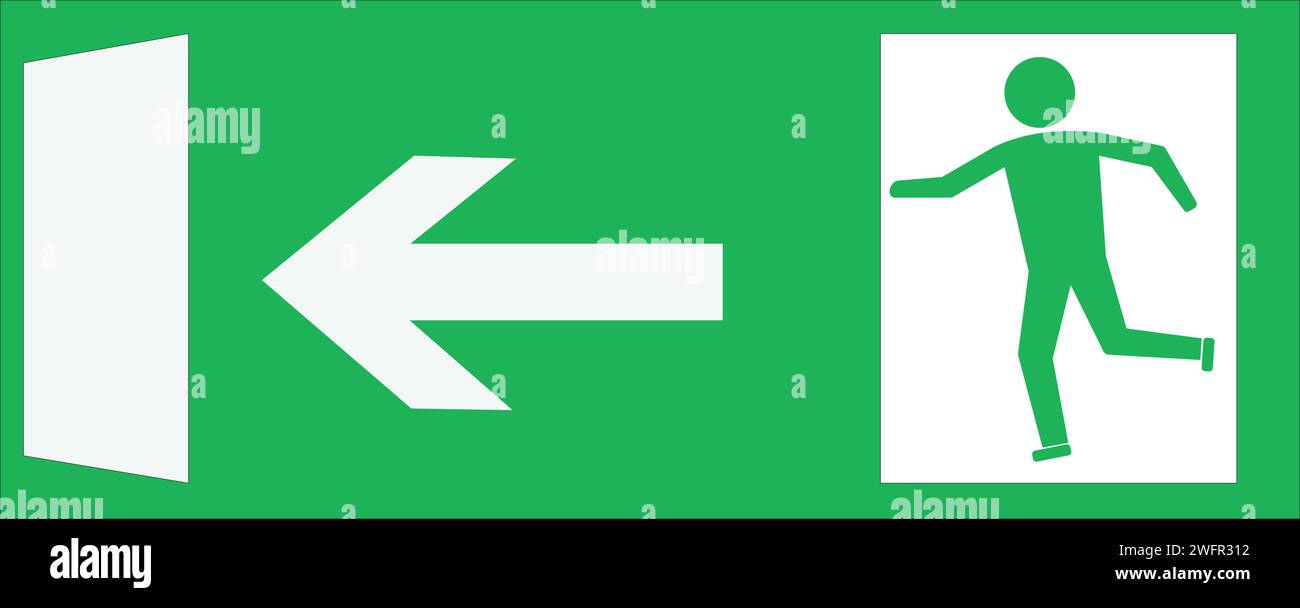 Emergency exit sign with green background Stock Vector Image & Art - Alamy