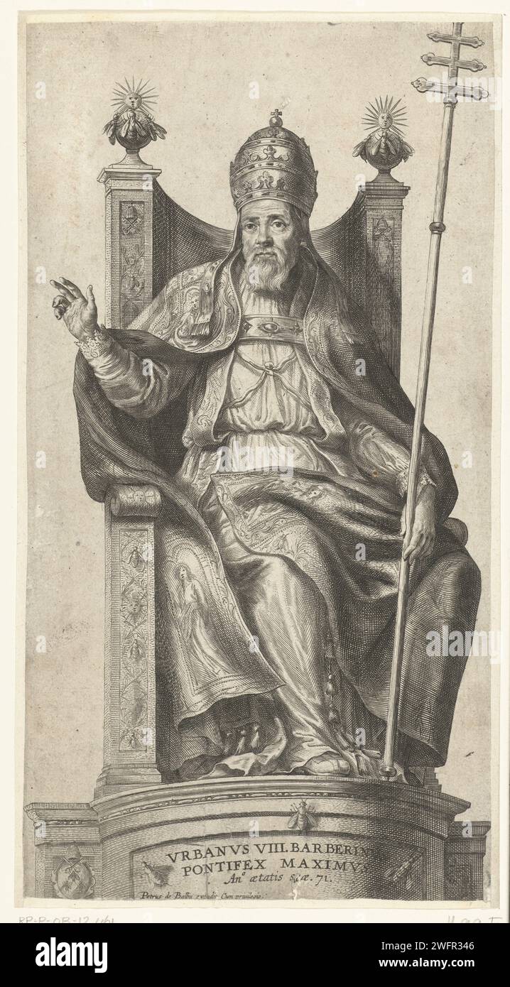 Portrait of Pope Urbanus VIII, Pieter de Bailliu (I), 1623 - 1660 print ...