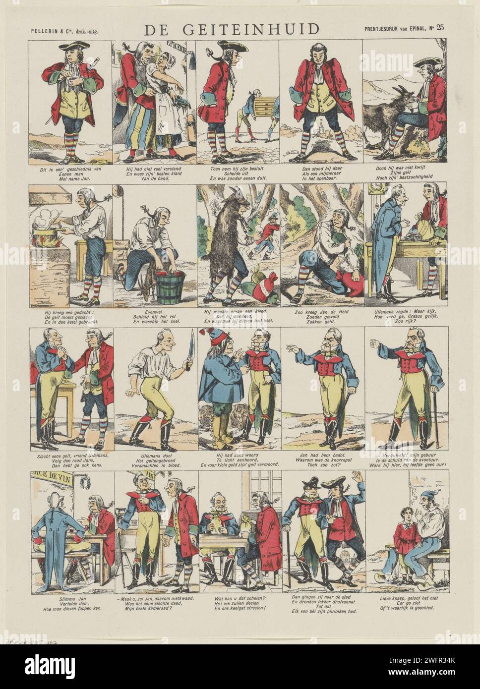 The goat skin, c. 1902 print Leaf with 16 performances from the story ...