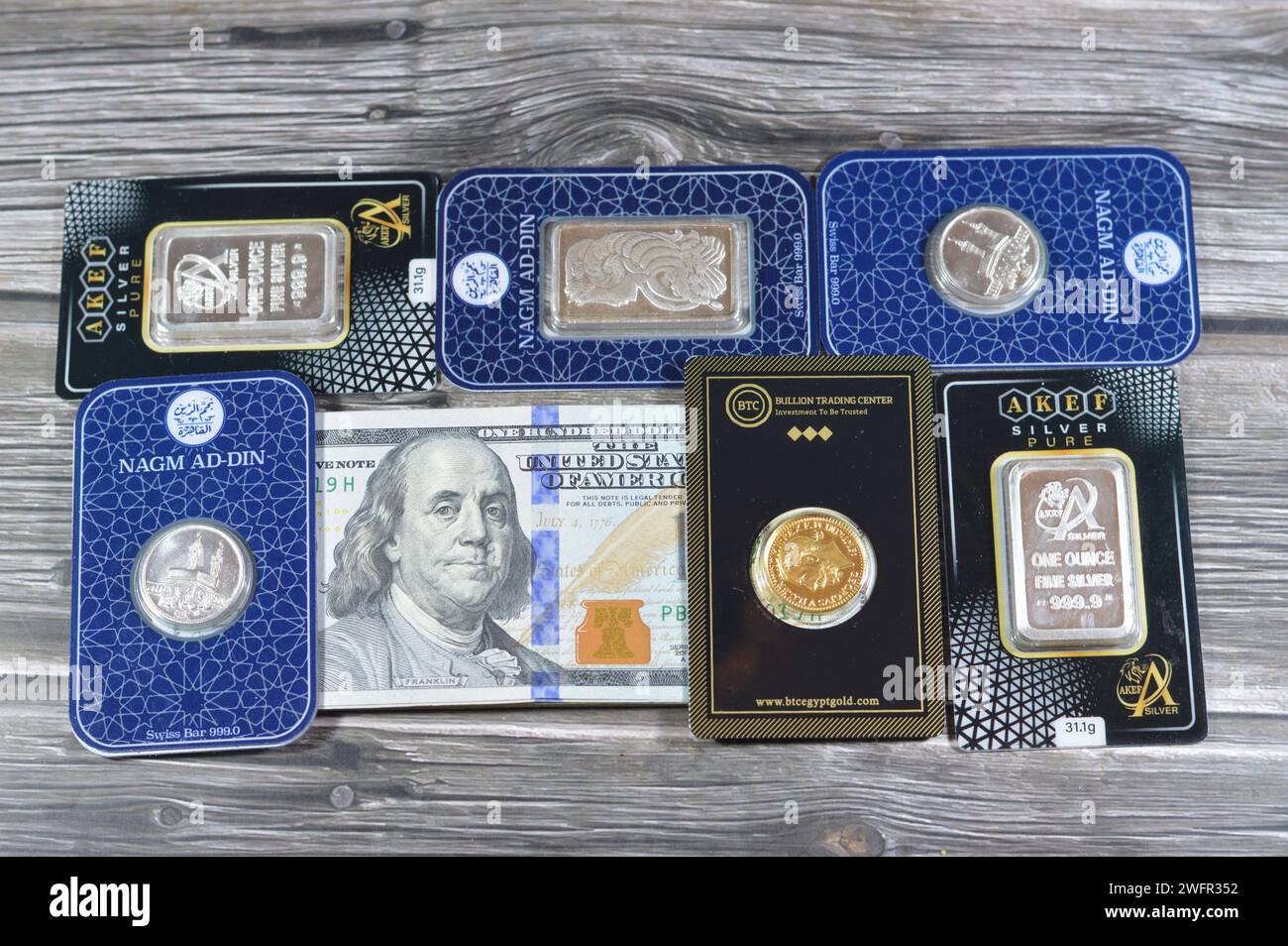 Cairo, Egypt, January 29 2024: USD American dollars cash money, BTC ...