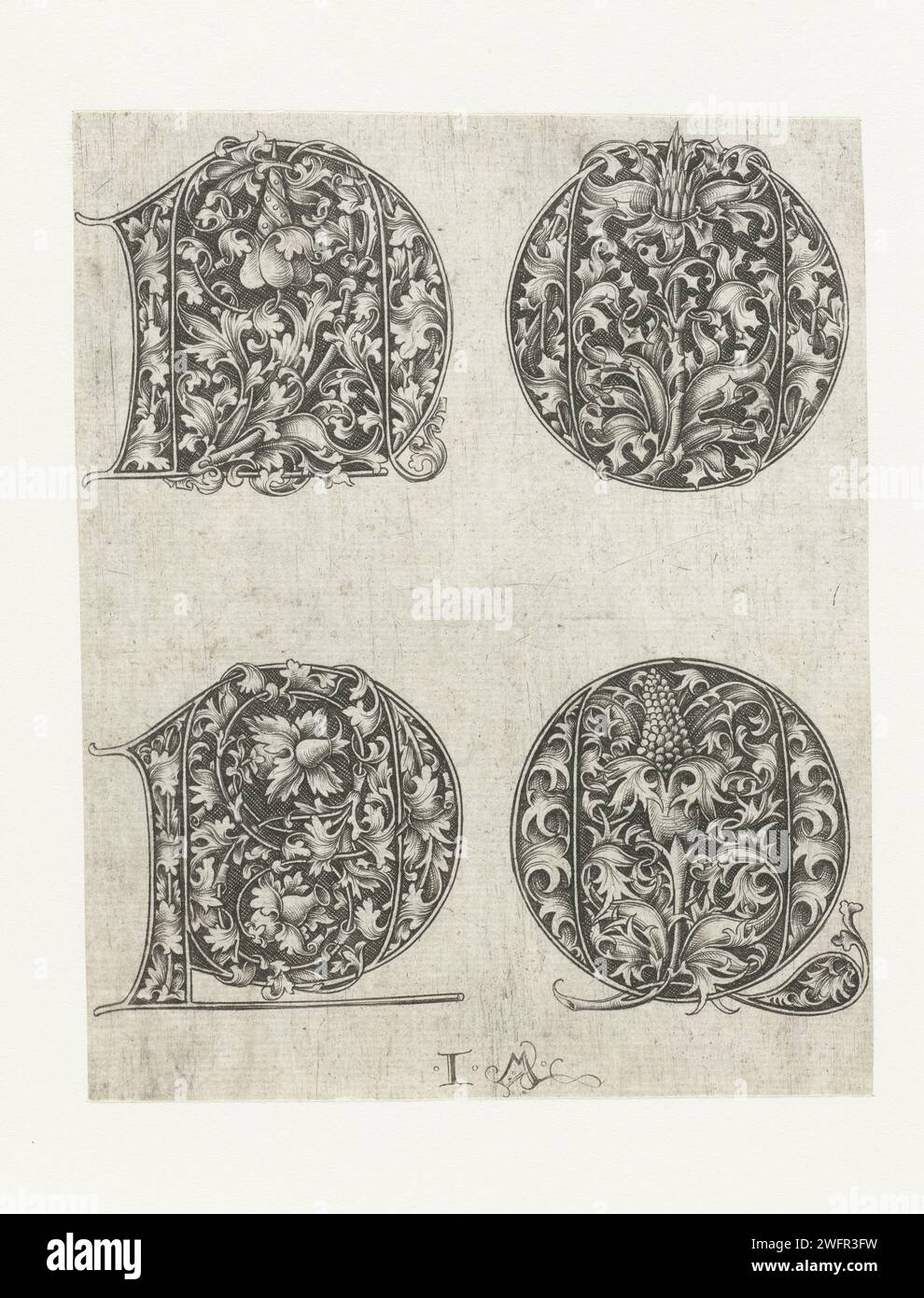 Capital Letters N, O, P and Q, Israhel van Meckenem, 1455 - 1503 print ...