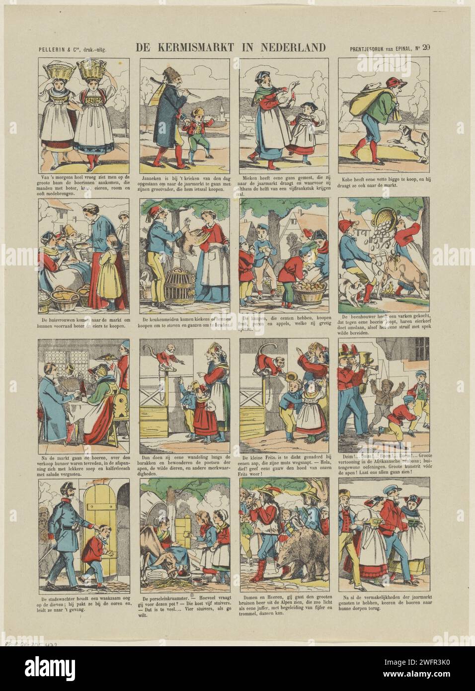 The fair market in the Netherlands, c. 1902 print Leaf with 16 circus ...