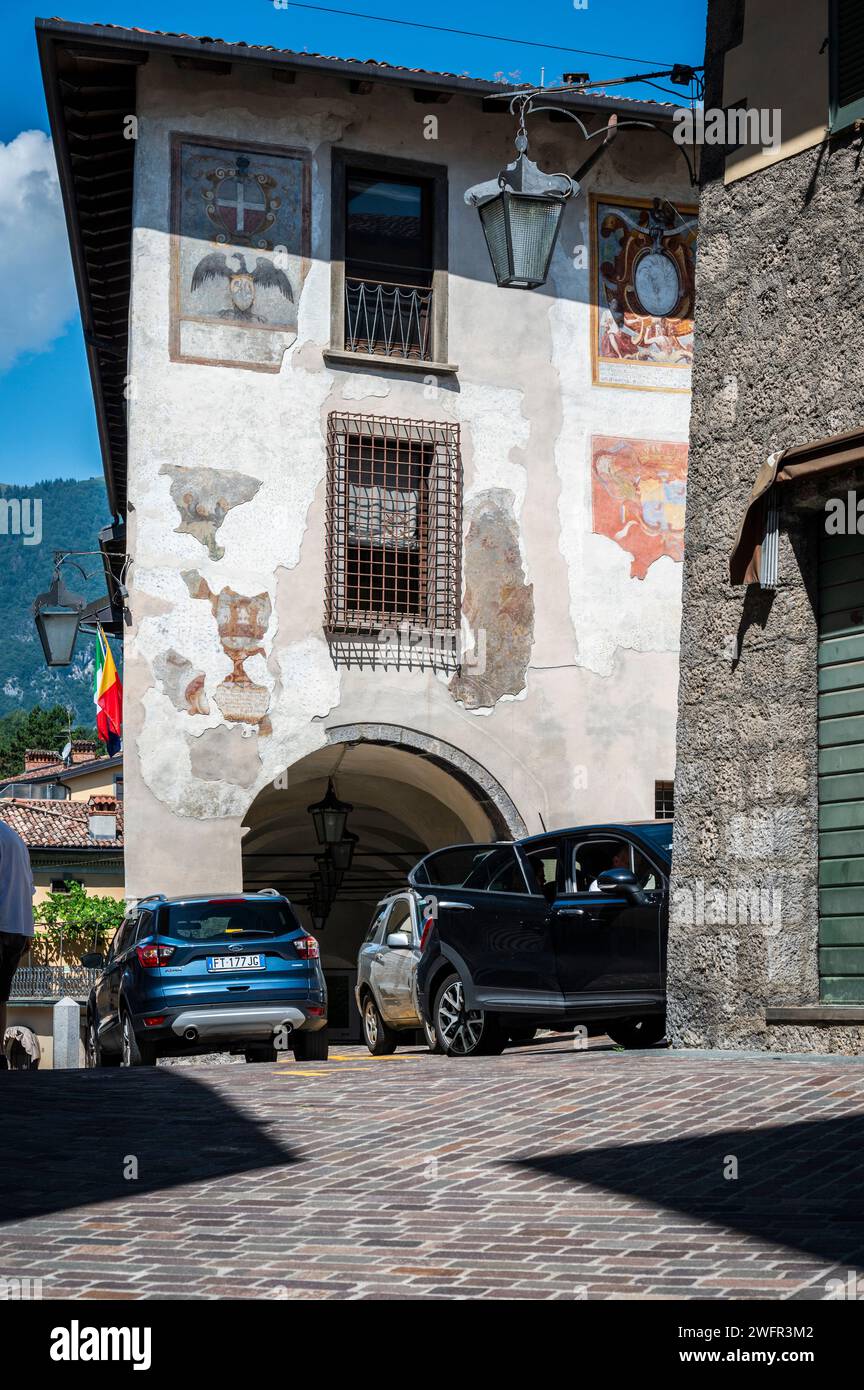 Clusone and the ancient Fanzago clock. Val Seriana to discover Stock ...