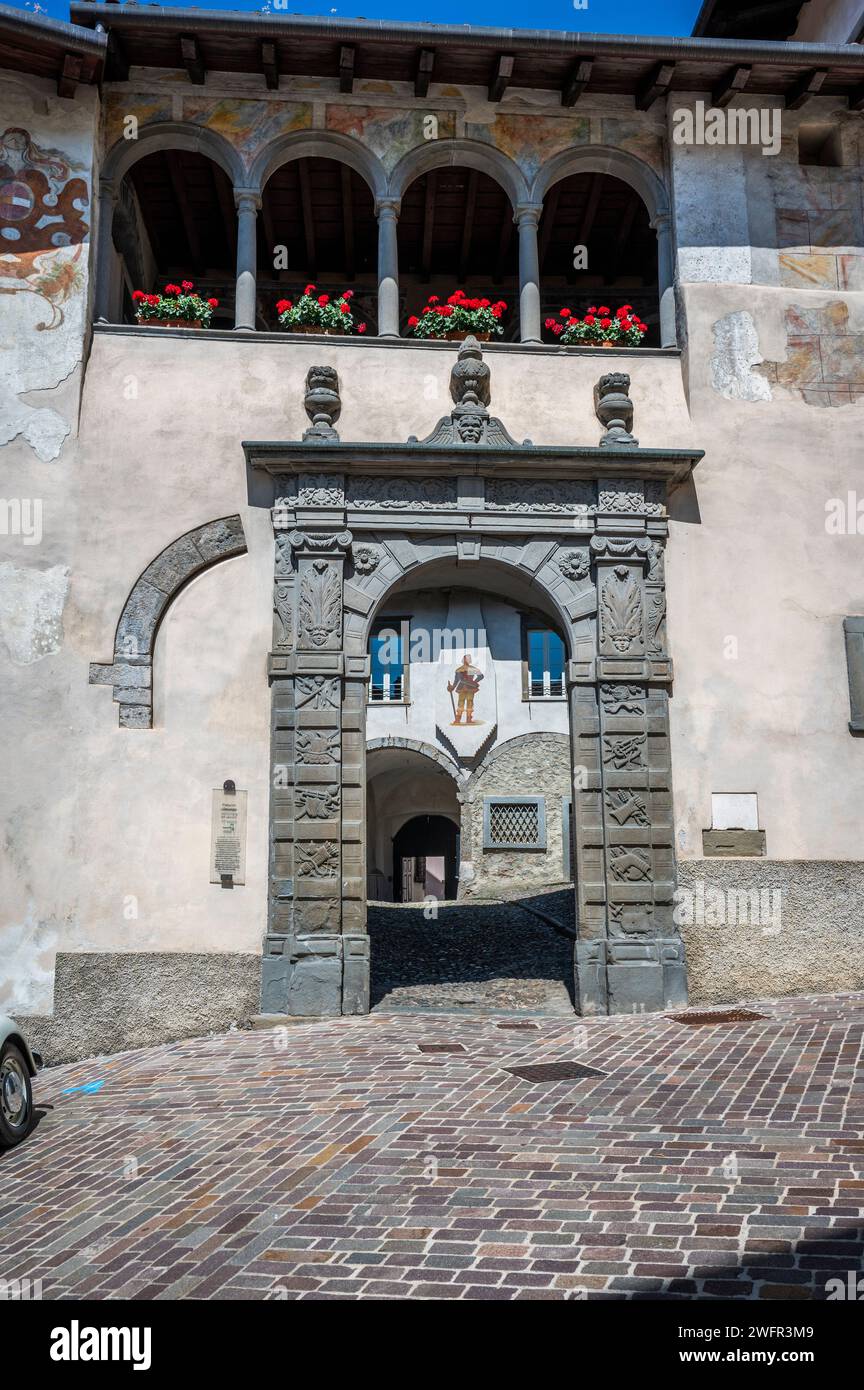 Clusone and the ancient Fanzago clock. Val Seriana to discover Stock ...