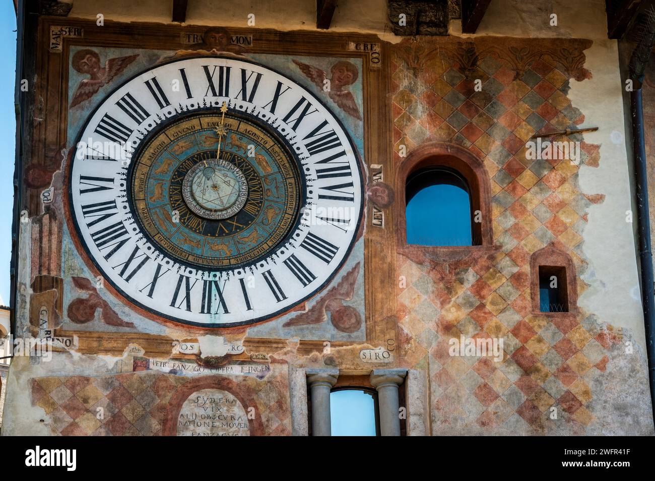 Clusone and the ancient Fanzago clock. Val Seriana to discover Stock ...